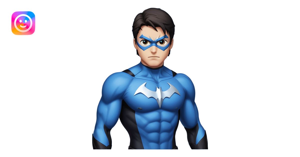 nightwing with white eyes analyzing evidence emoji | AI Emoji Generator