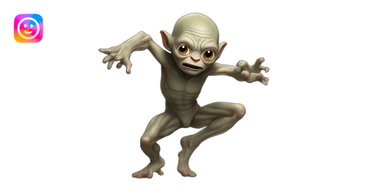 Gollum dancing as Iron man emoji | AI Emoji Generator