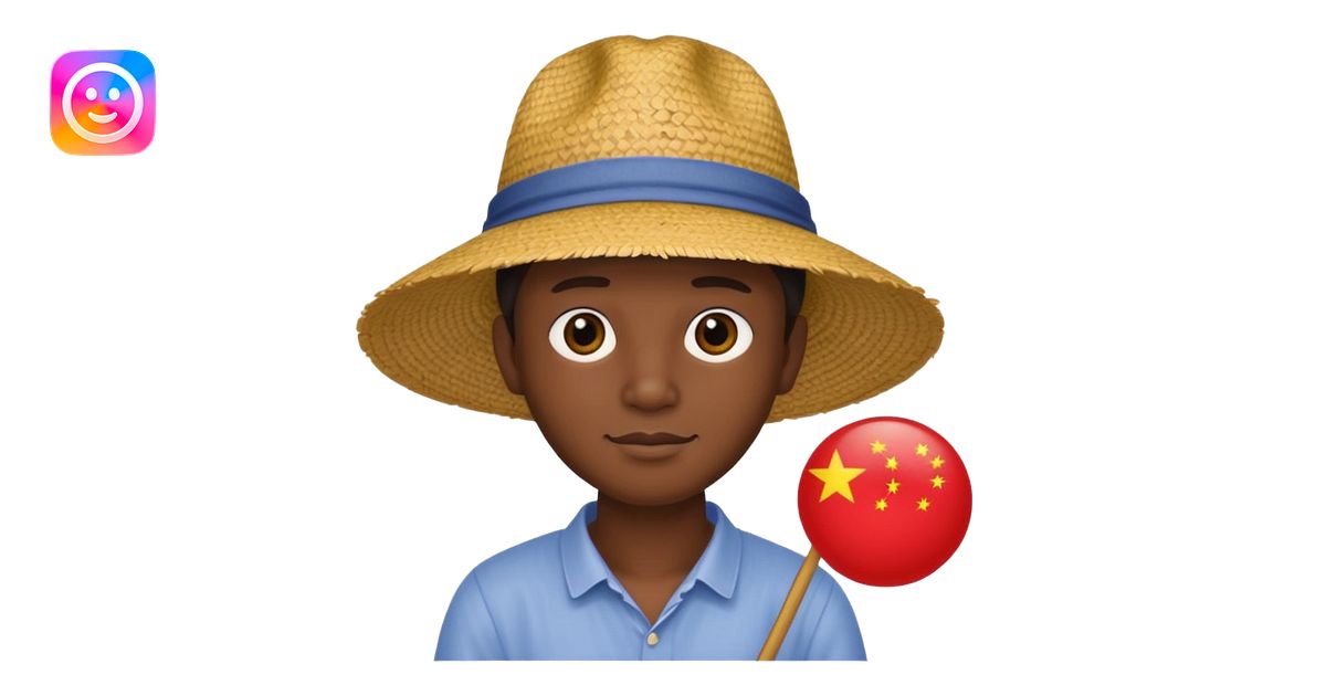 Chinese guy stereotype with straw hat and little eyes emoji | AI Emoji ...