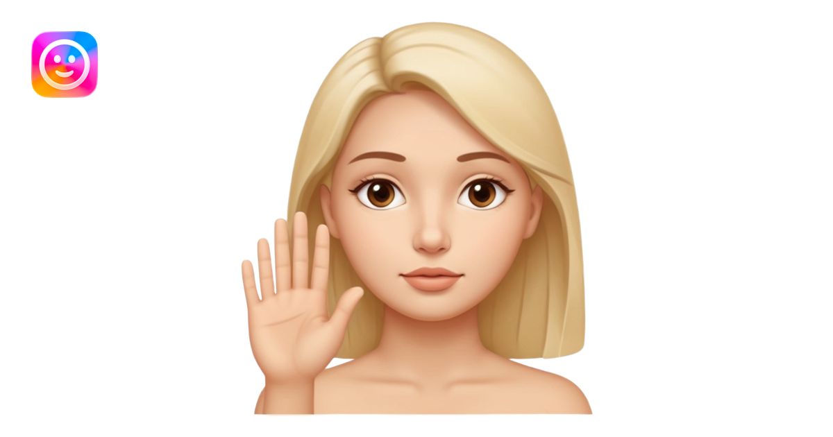Simple wellness-style emoji of a face with a hand gently pressing and ...