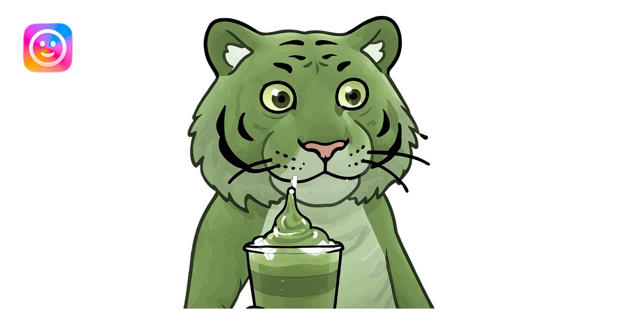 Tiger with iced matcha meme | AI Emoji Generator