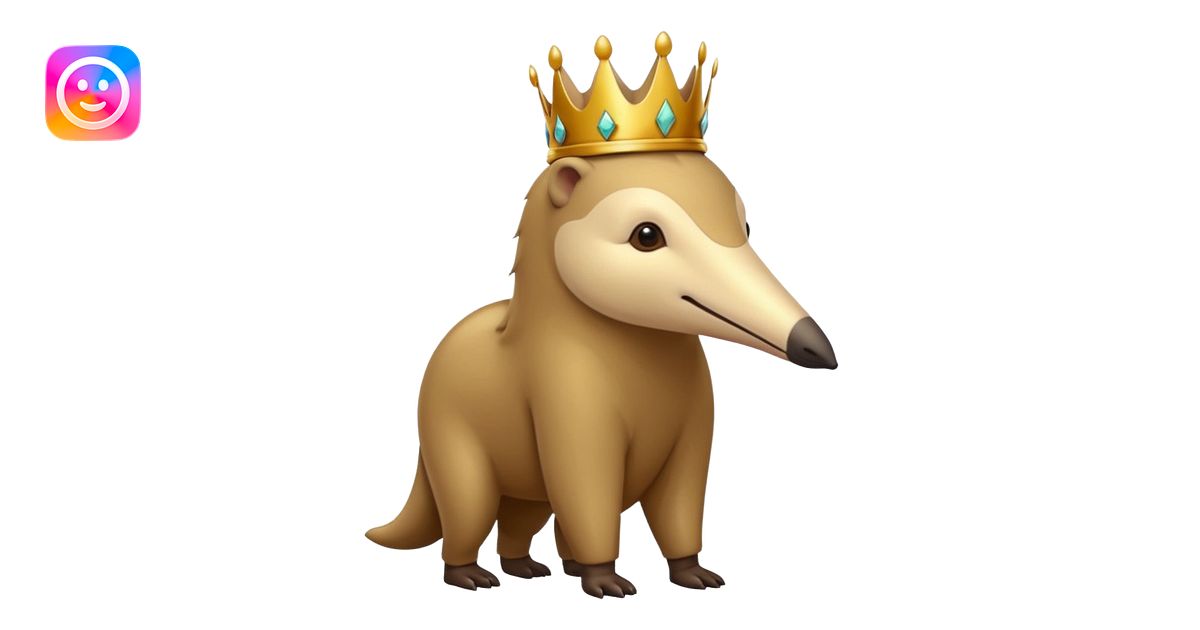 Anteater walking around and wearing a crown emoji | AI Emoji Generator
