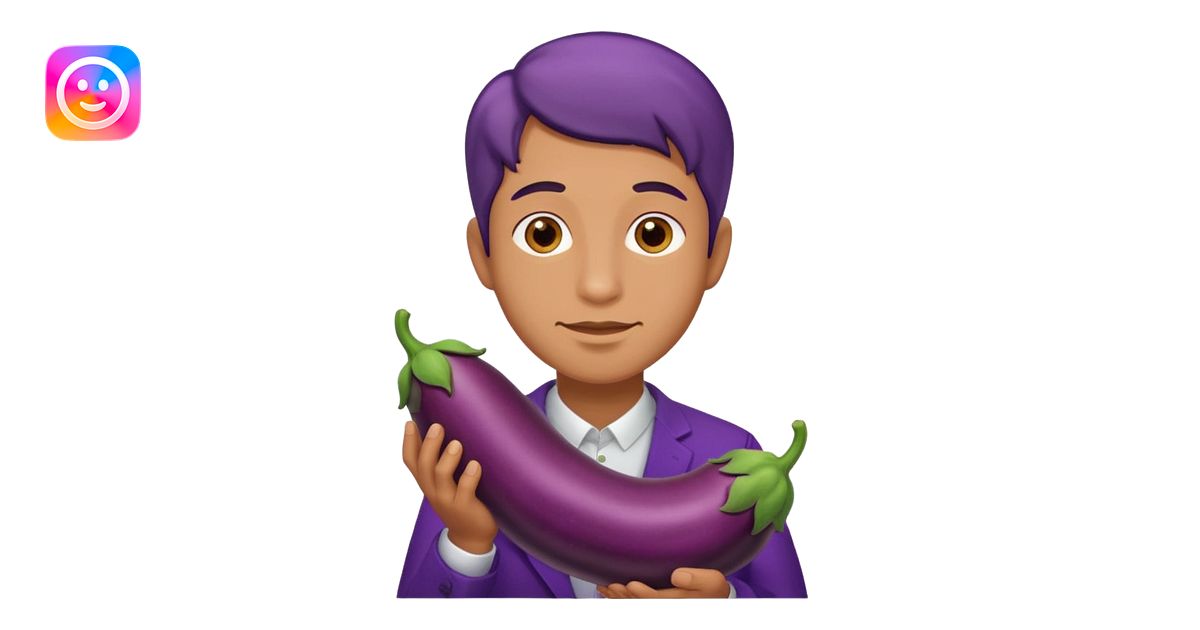 Naked man with an eggplant at his private part emoji | AI Emoji Generator