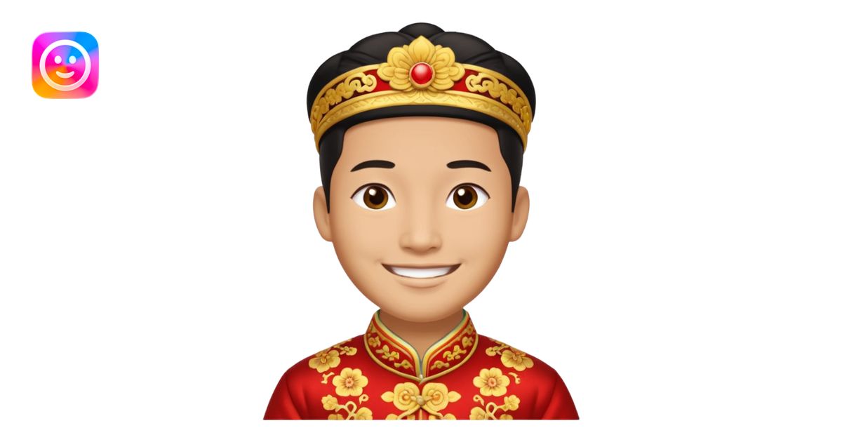 Chinese groom, traditional, culture of chinese, smiley on face. emoji ...