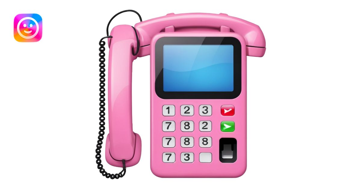 Pink phone Id card emoji | AI Emoji Generator