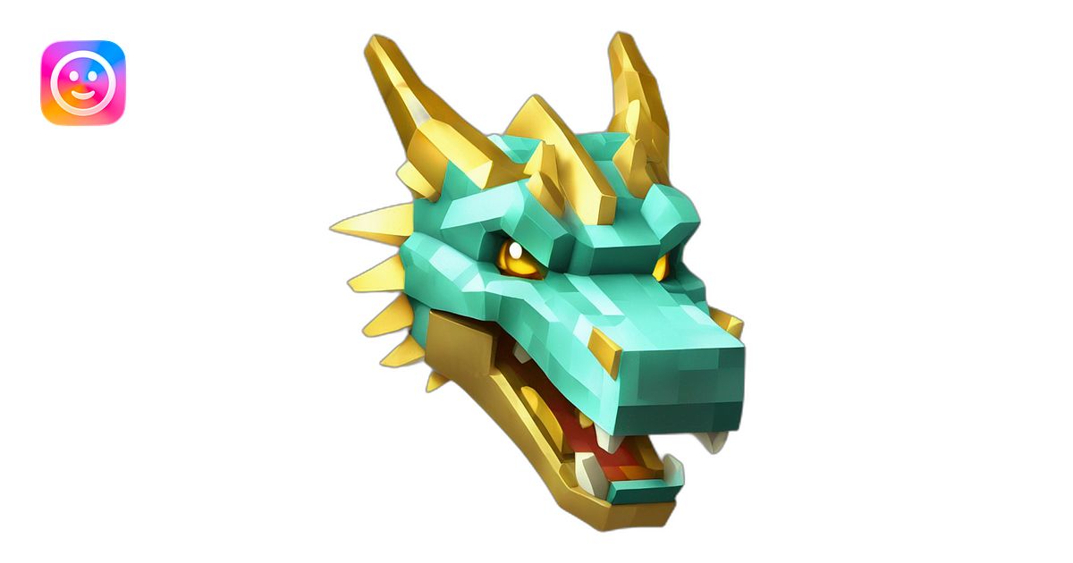 Minecraft Glow Gold Dragon Head Diamond Horn emoji | AI Emoji Generator