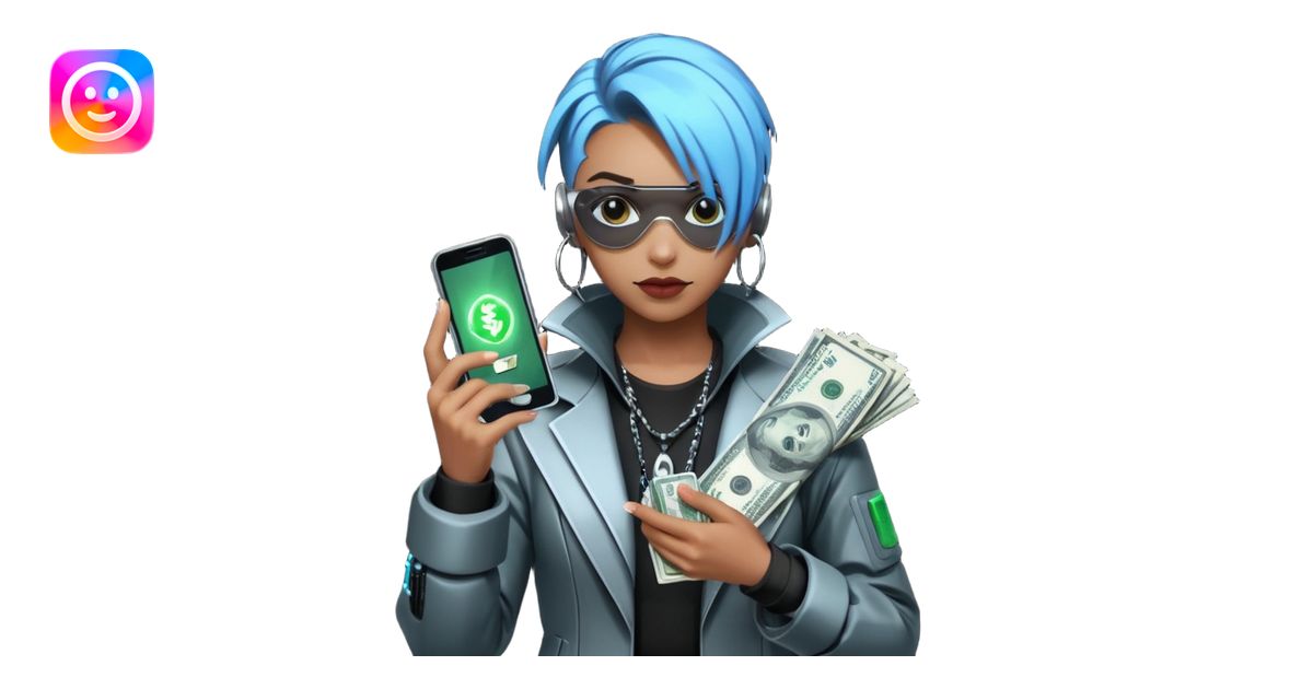 cyber punk holding money and phone emoji | AI Emoji Generator