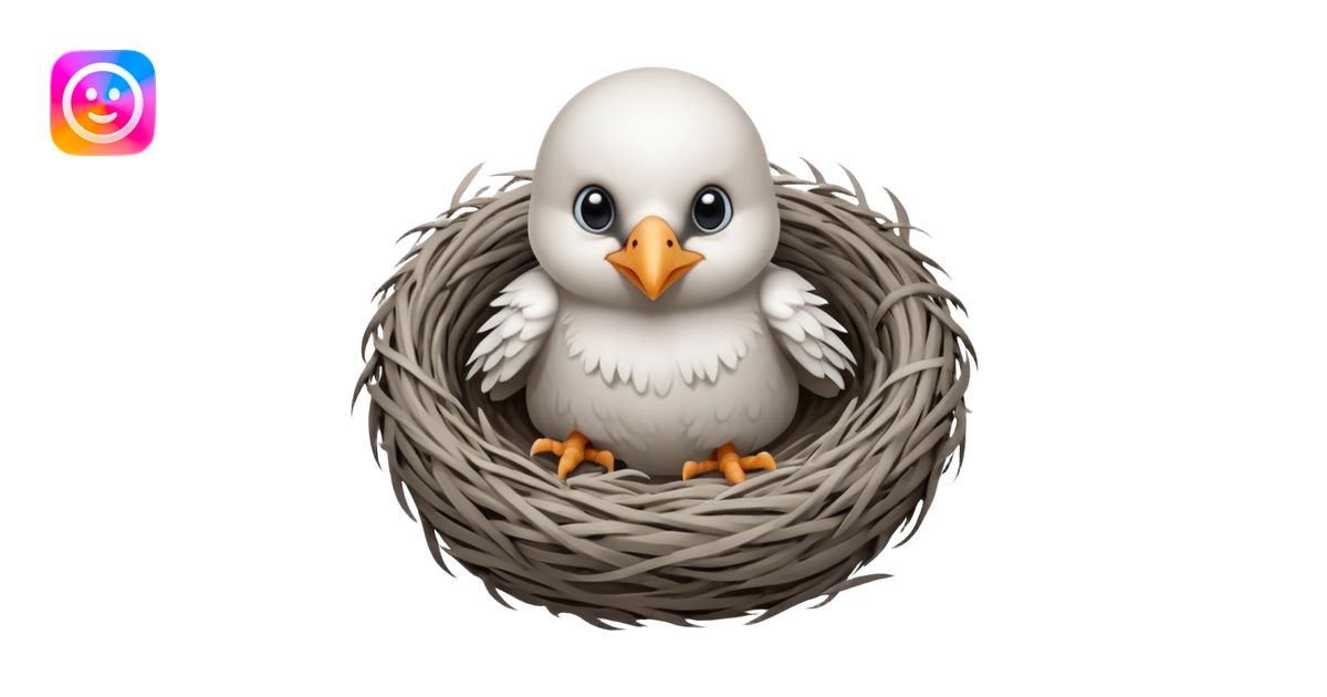 white baby crow in nest emoji | AI Emoji Generator