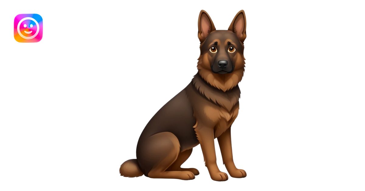 Dark brown face German Shepherd sitting emoji | AI Emoji Generator