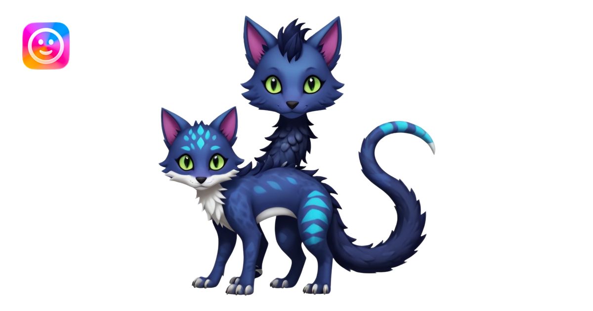 Kawaii dark edgy fantasy feline-vernid-sergal-fursona animal creature ...