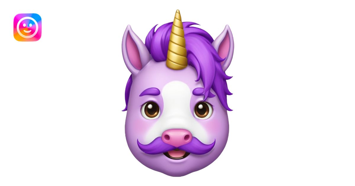 unicorn face with big thick mustache cute and purple haired mohawk ...
