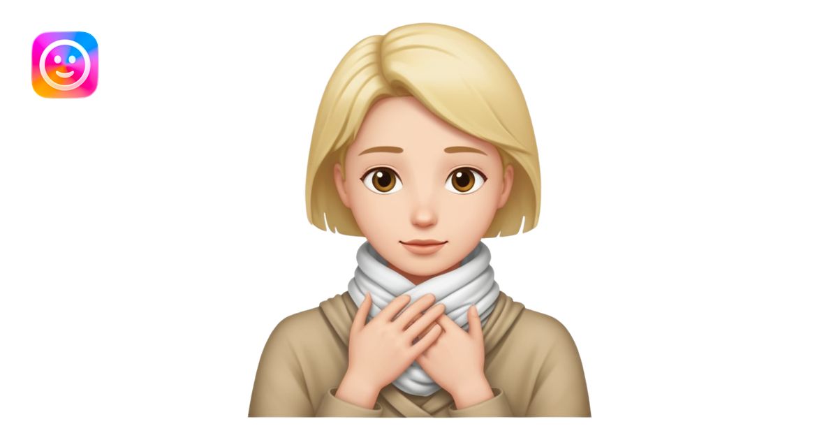 Person using hands wrapped around there neck emoji | AI Emoji Generator