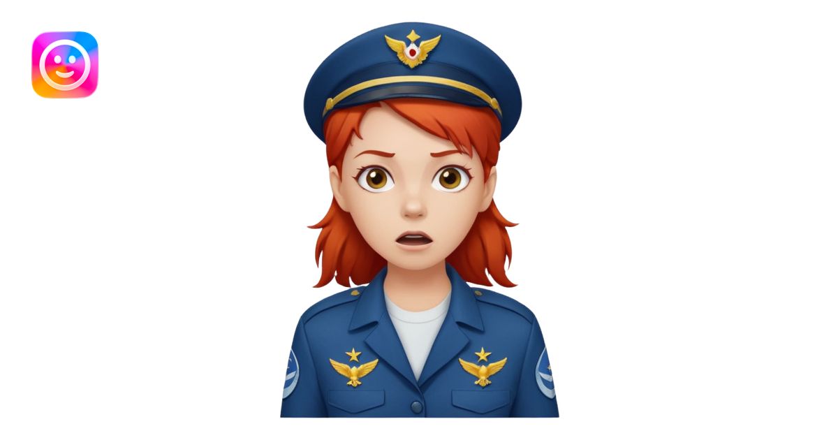 shocked face on white girl red hair Air force emoji | AI Emoji Generator