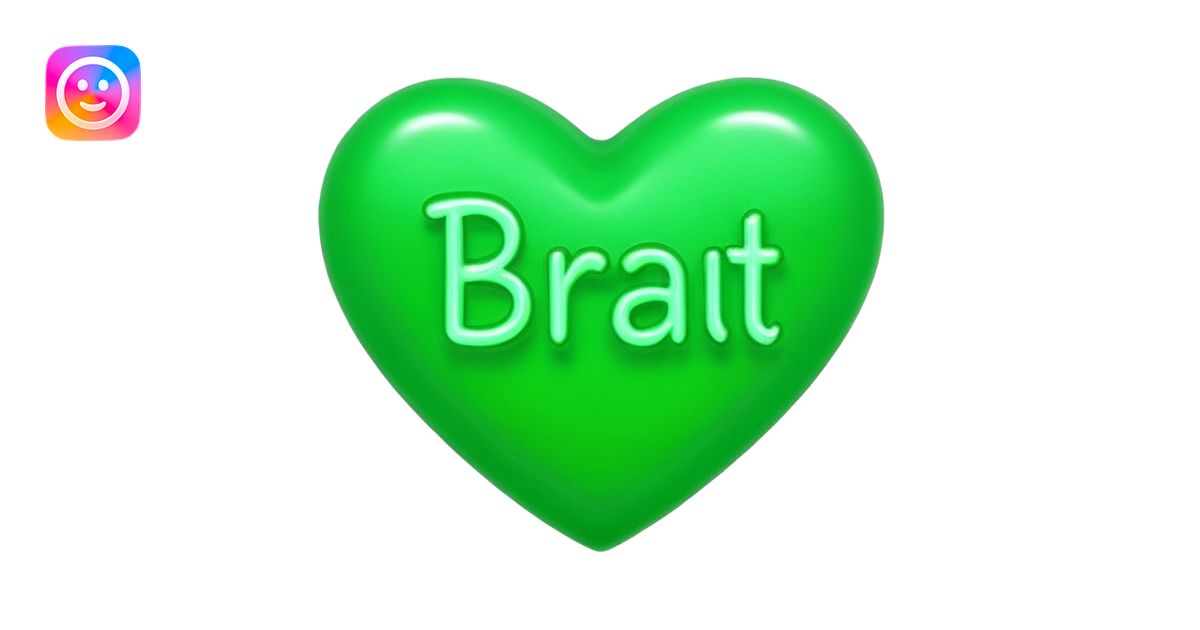 The word brat on a neon green heart emoji | AI Emoji Generator