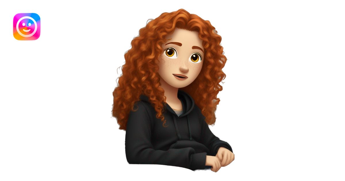 redhead long hair curly hair girl like merida chilling in black hoodie ...