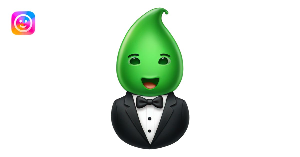 green pee pod wearing tuxedo emoji | AI Emoji Generator