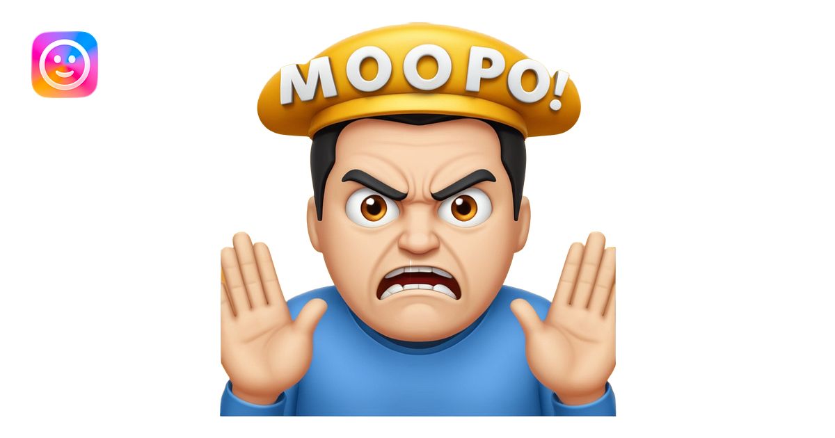 Big text "mopo" above and an angry man emoji | AI Emoji Generator