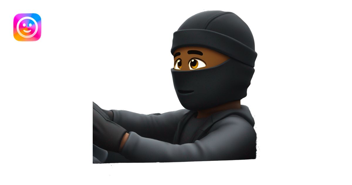 Side POV of a white roadman in a black ski mask driving a sports car ...