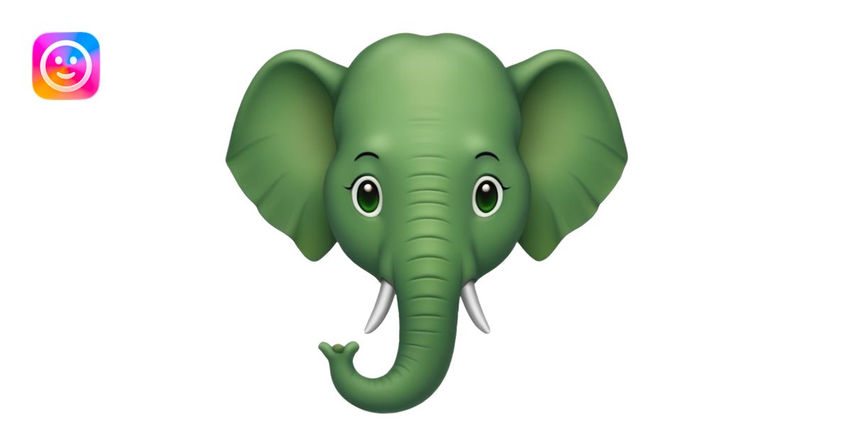 A green head with a green elephant trunk emoji | AI Emoji Generator