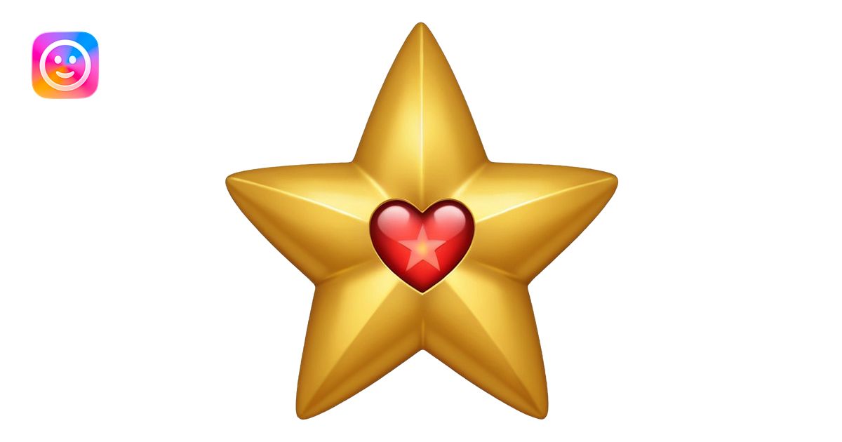 A star with a heart inside, golden and black emoji | AI Emoji Generator