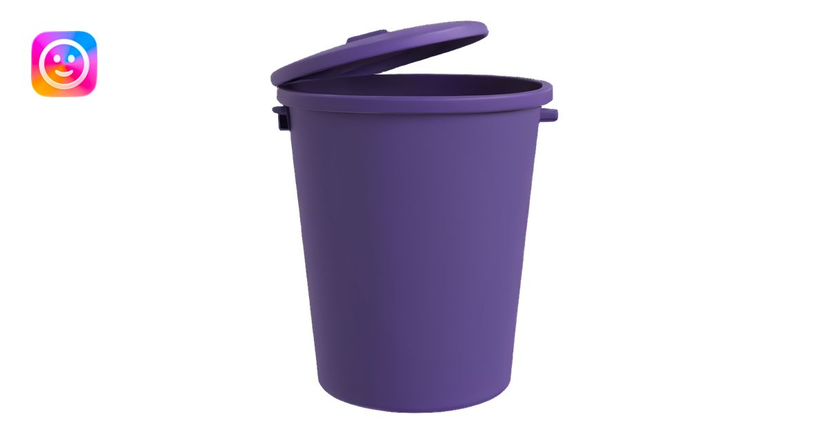 Draw a Pixar-style trash can. The view should be at a high angle. Do ...