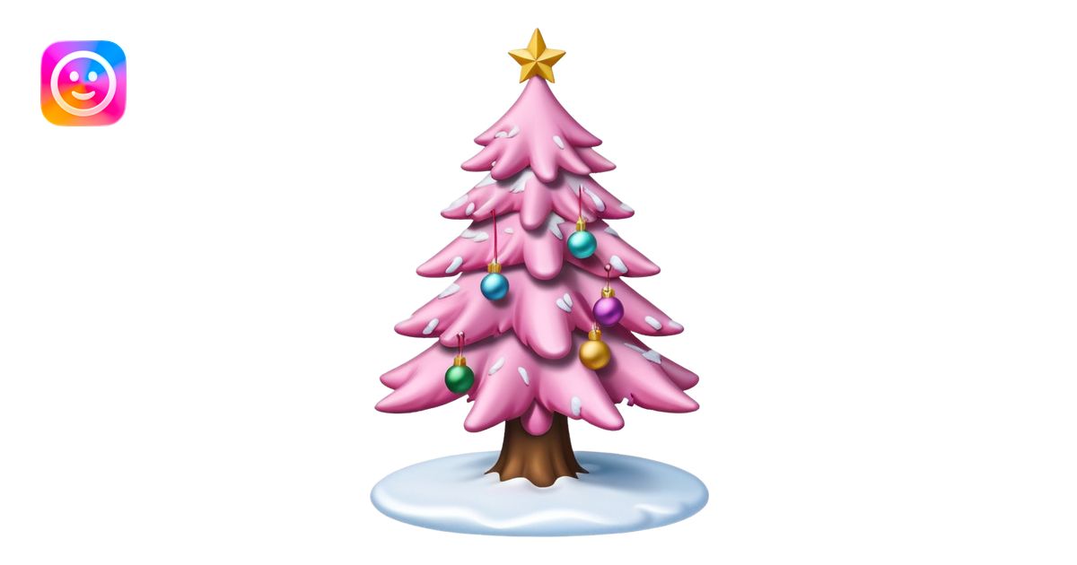 Pink Christmas tree with snow on it emoji | AI Emoji Generator