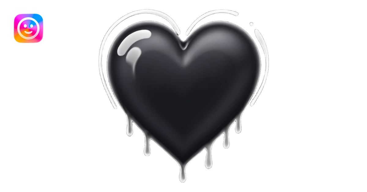 black ink heart emoji with ink streaks, isolated on white background ...