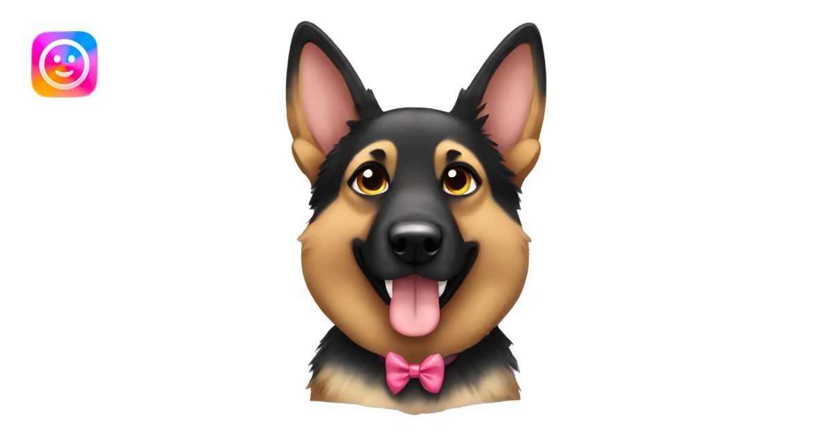 Girl German shepherd dog with bow emoji | AI Emoji Generator