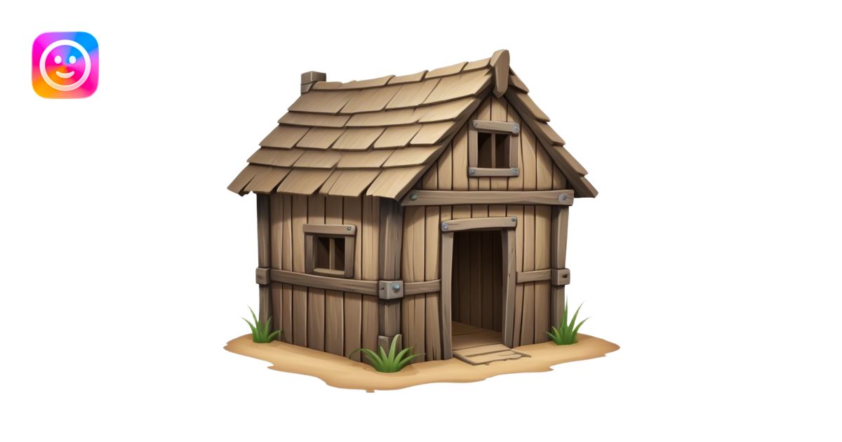 one-story medieval shack. The building has no windows. emoji | AI Emoji ...