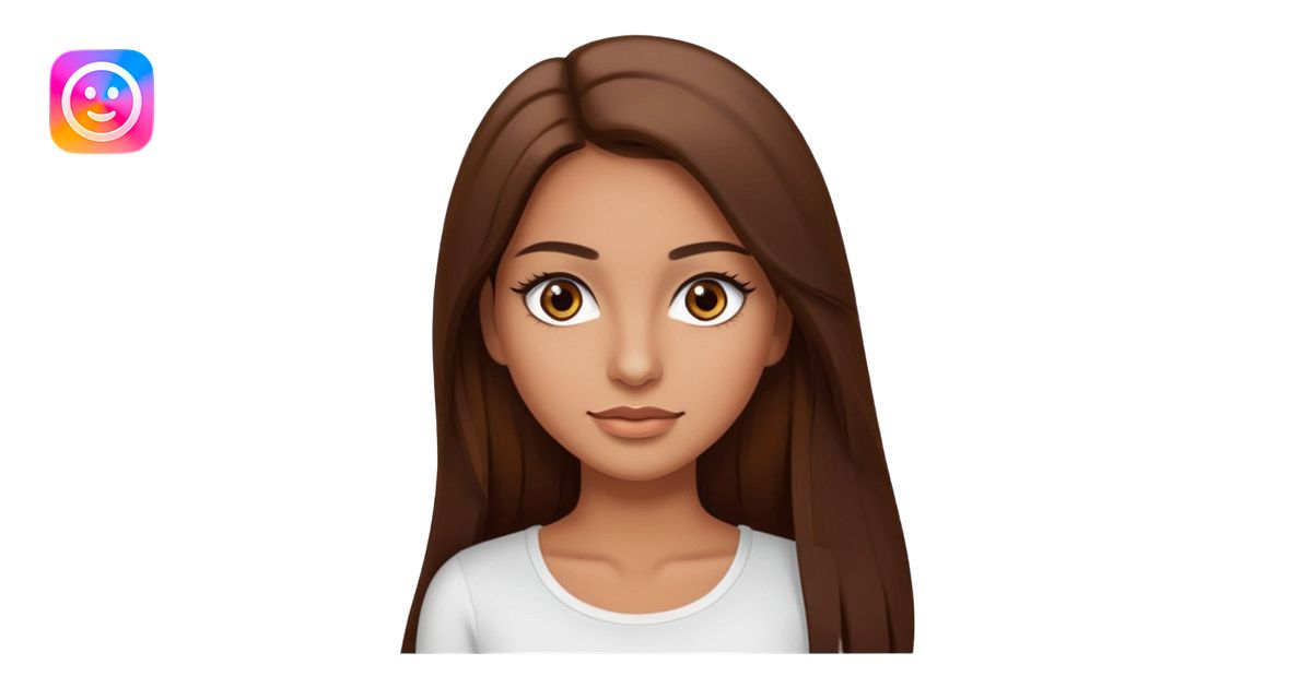make a woman emoji with straight long brown hair and brown eyes with ...
