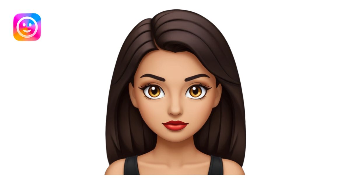 baddie emoji with confident smirk, long lashes, glossy makeup, hand on ...