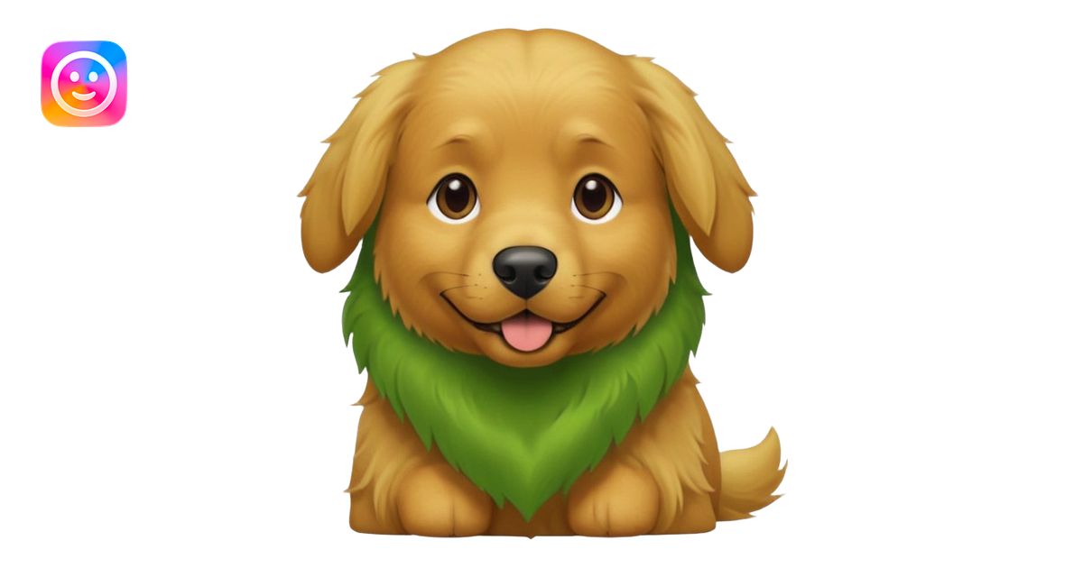 green dog extra furry golden retriever. The dog fur is green emoji | AI ...