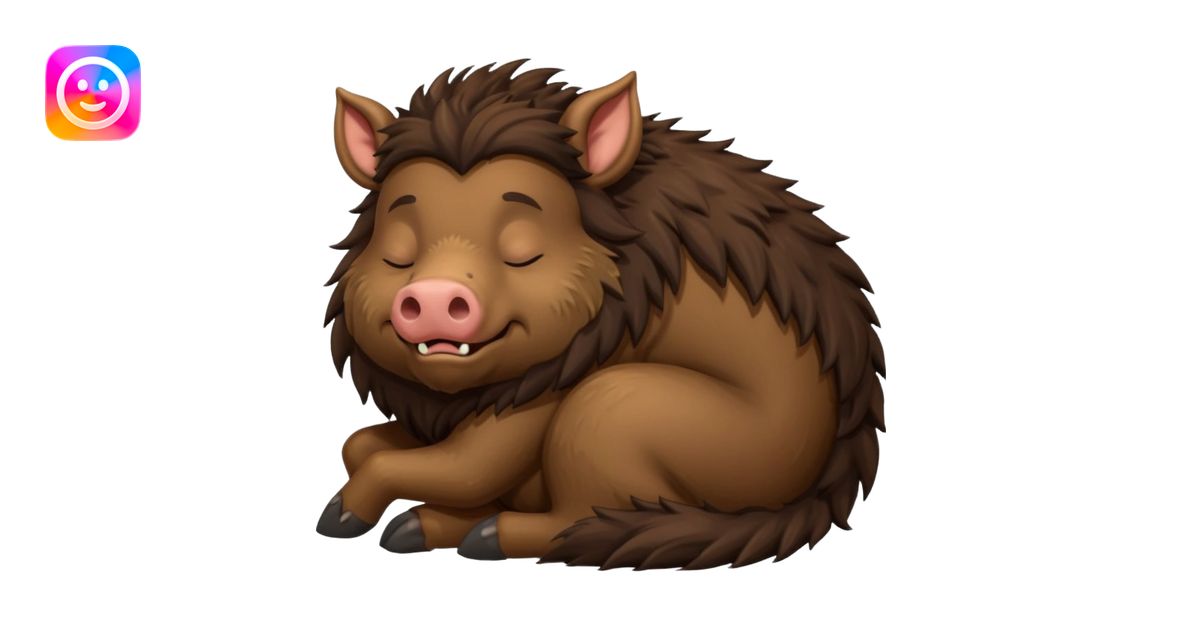 dark brown and fluffy boar full body, sleeping emoji | AI Emoji Generator