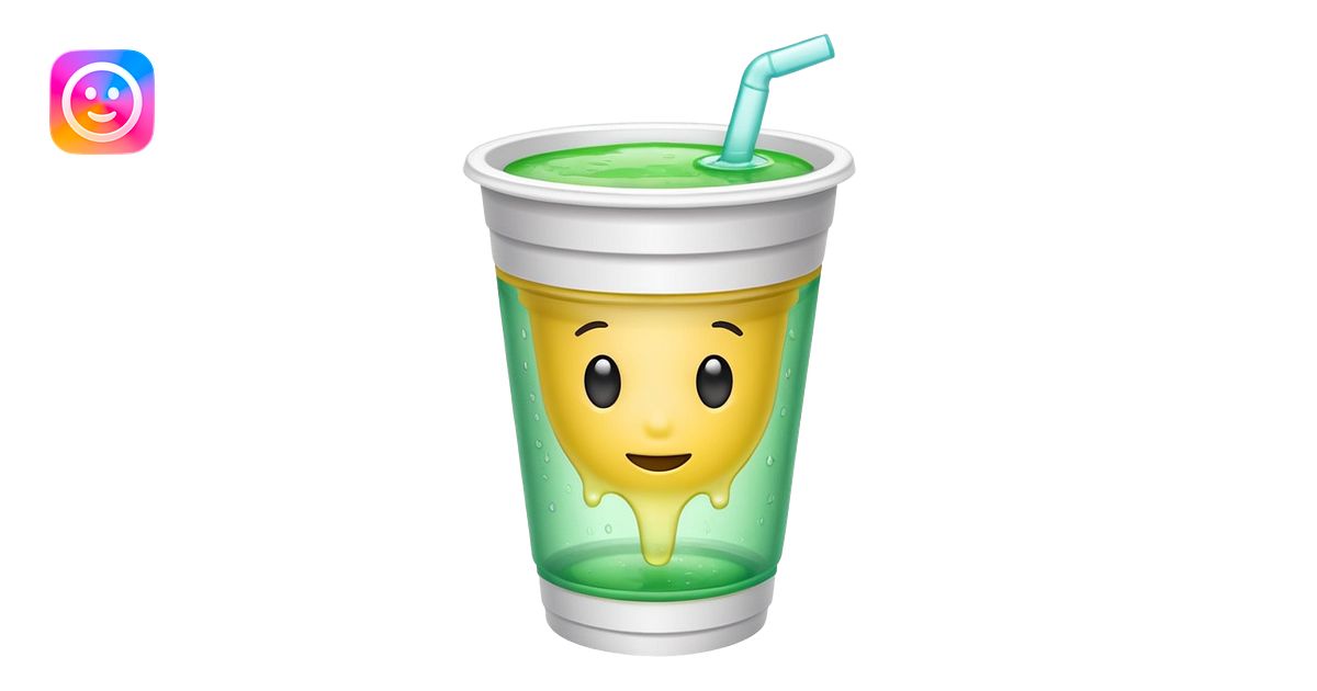 White solid paper cup filled with dirty sprite emoji | AI Emoji Generator