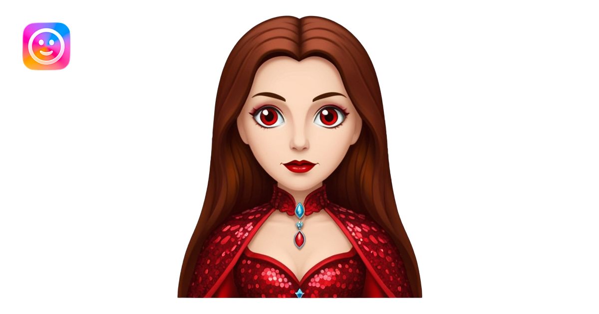 Countess Dracula with long brown hair, red sequin outfit emoji | AI ...