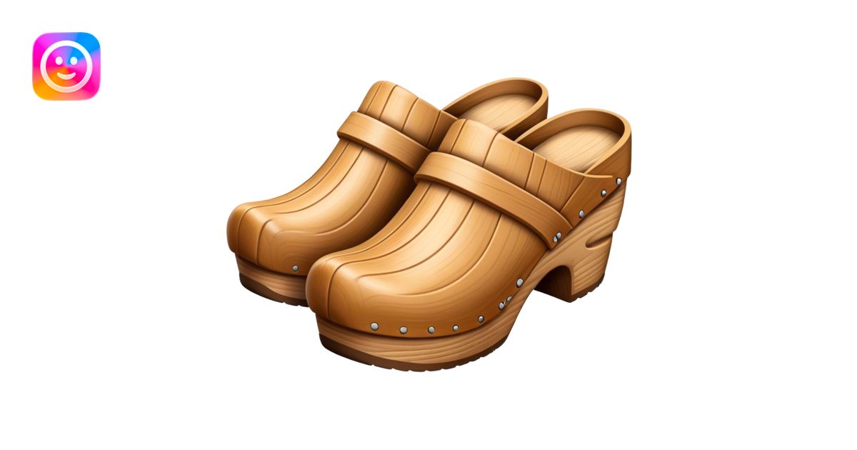 Cinematic Realistic Wooden Clogs Emoji, depicting the classic ...