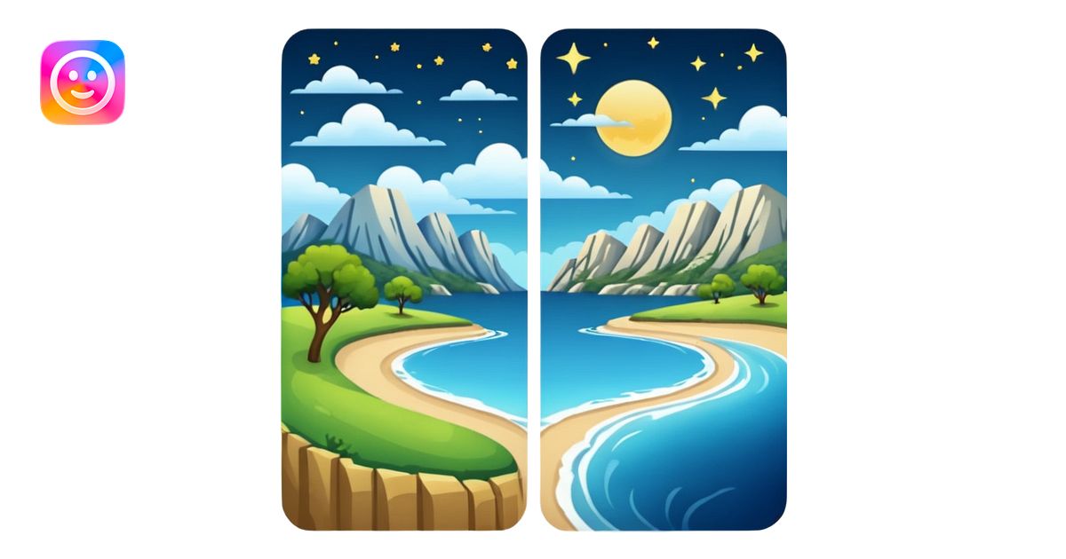 Day & Night in a single picture half night half day emoji | AI Emoji ...