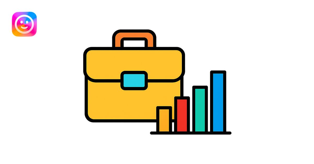 financial department icon, corporate style, with briefcase and bar ...