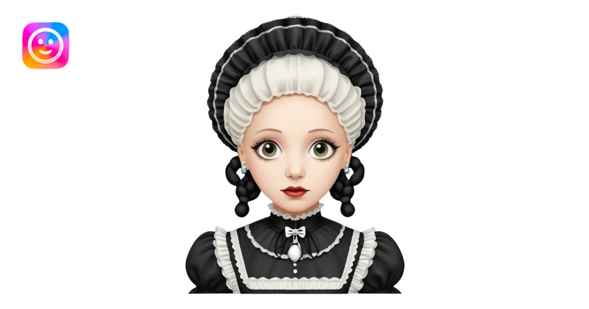 Lene Lovich in white like victorian maid emoji | AI Emoji Generator