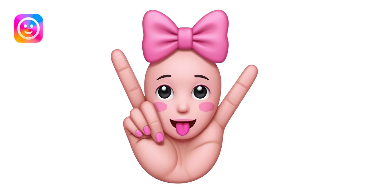 Middle finger emoji with pink bow on it emoji | AI Emoji Generator