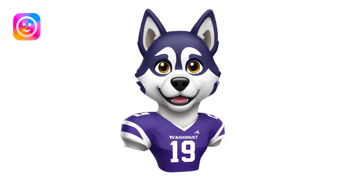 Husky wearing a purple university of washington football jersey emoji ...