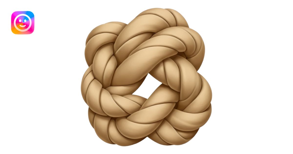 rope tied in a simple knot, rounded edges, cute, soft shading, emoji ...