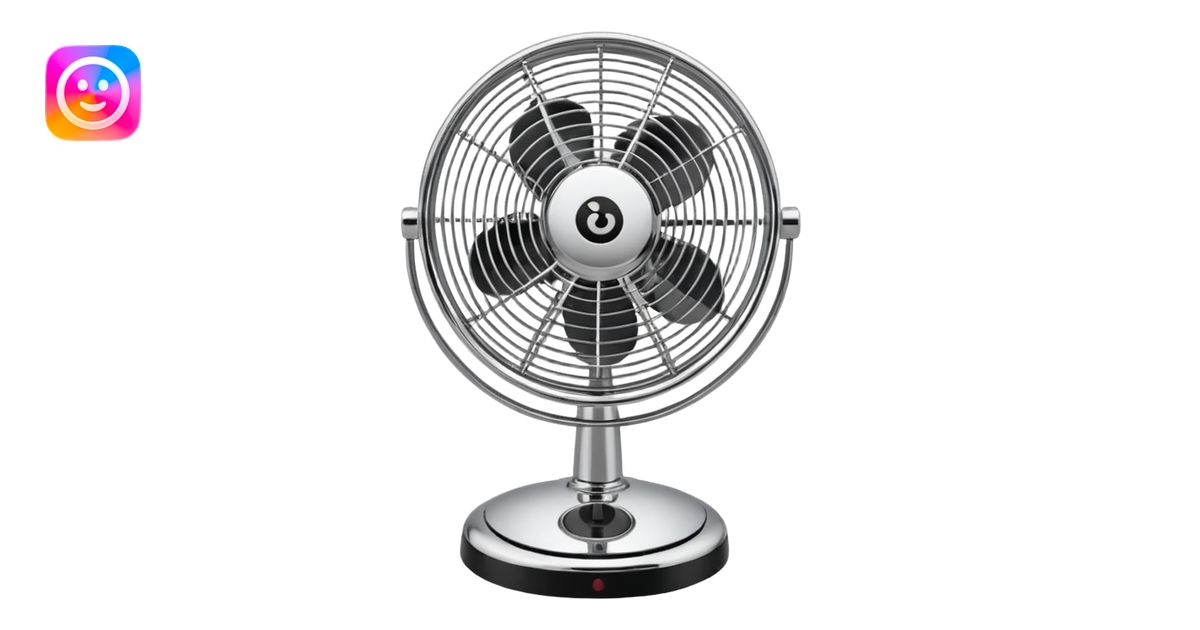 Desk Fan – classic round fan with metal cage and adjustable tilt. emoji ...