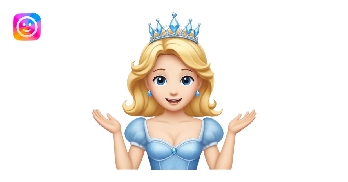Cinematic Playful Cinderella Portrait Emoji, Blushing with excitement ...