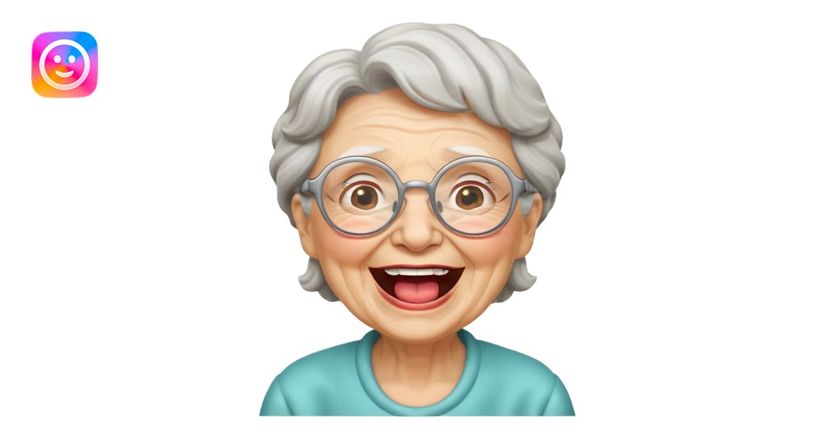 cute granny laugh her mouth wide open emoji | AI Emoji Generator