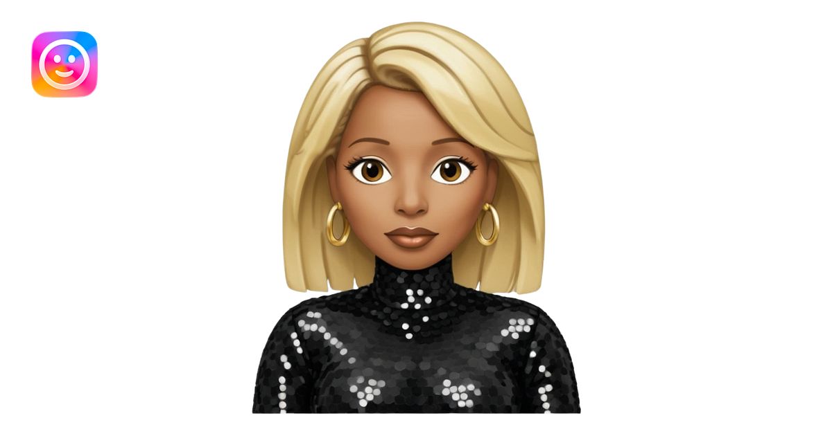 Mary J Blige with blonde hair, black sequin outfit emoji | AI Emoji ...