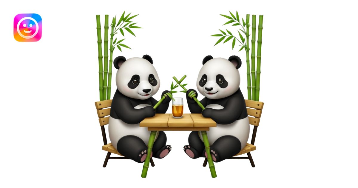 4 pandas à table emoji | AI Emoji Generator