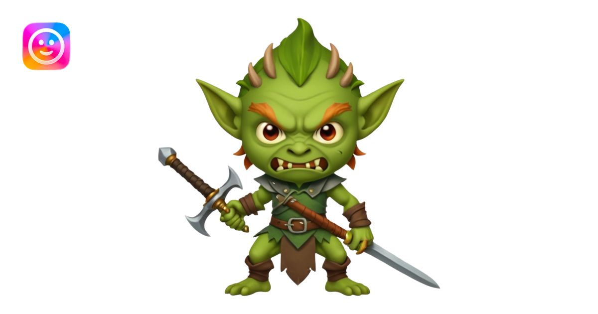 make an angry looking goblin holding a sword emoji | AI Emoji Generator