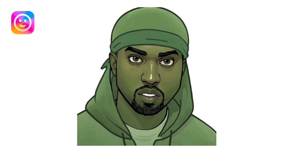 Kanye West as a schizo emote, expressive, exaggerated facial features ...