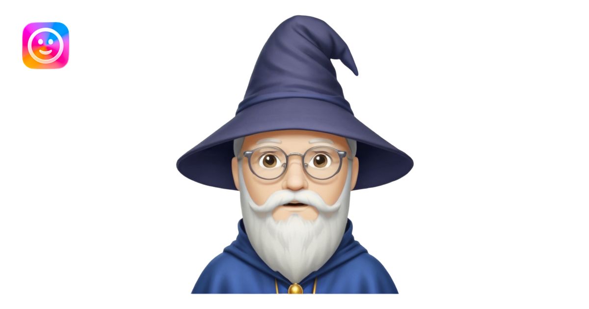 Male wizard, beard, glasses emoji | AI Emoji Generator